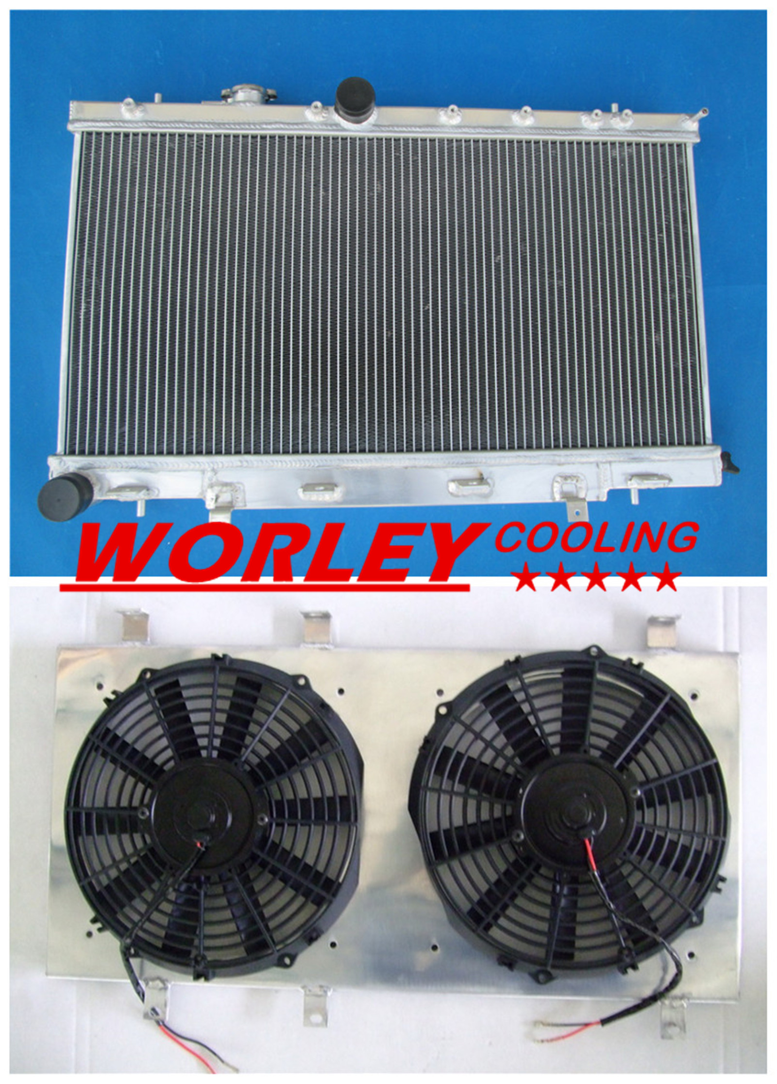 QLD-2Row Aluminum Radiator&Shroud&Fans for Subaru Impreza WRX STI GDB ...