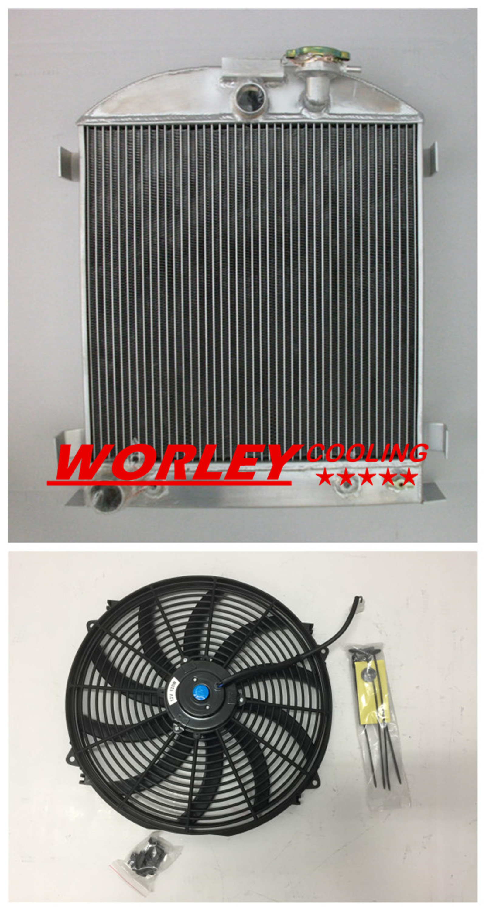 CA-3 Core Aluminum Radiator and Fan fits 1932 Ford Chopped engine 32 AT ...
