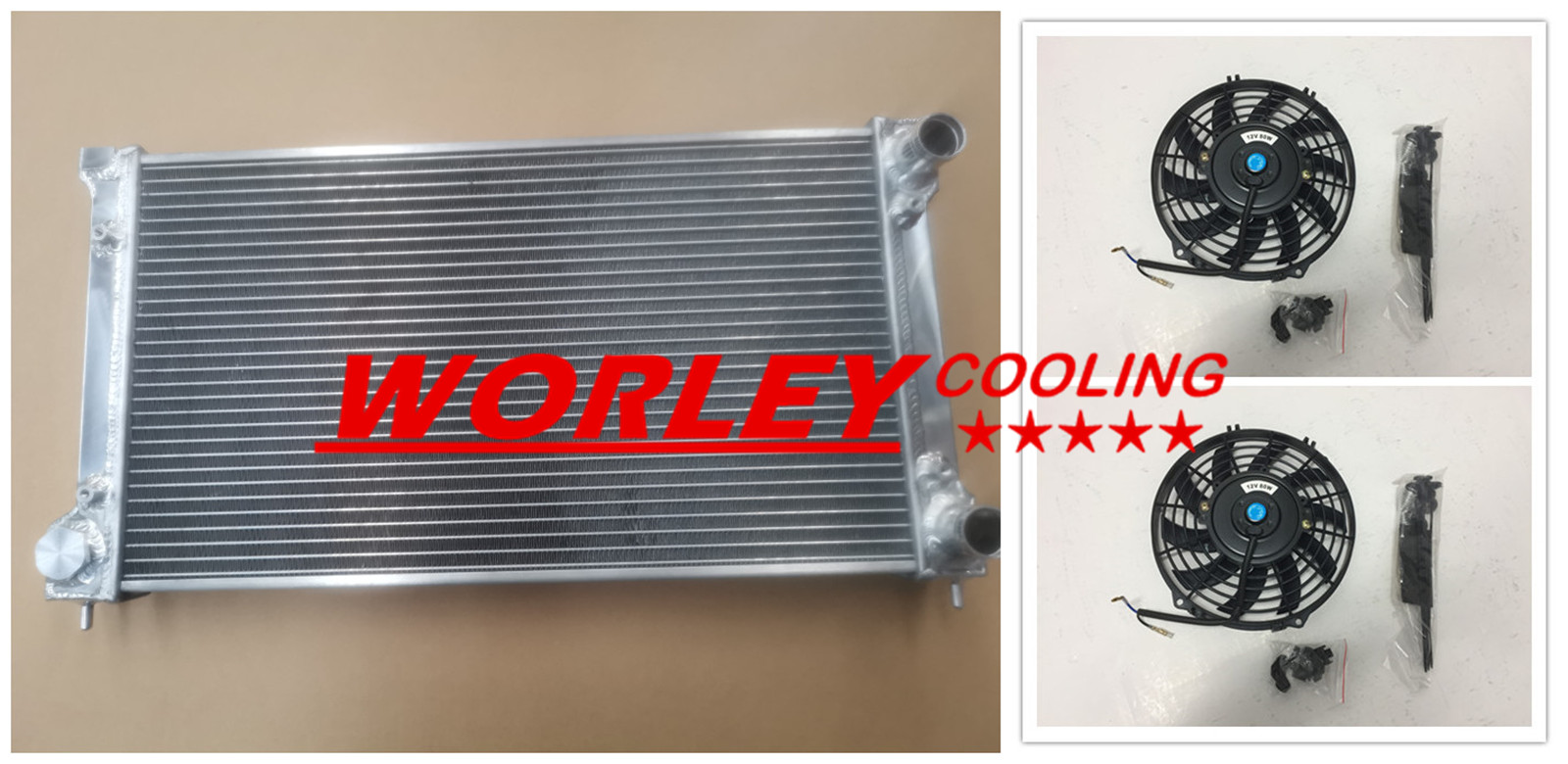 CA-837 Aluminum Radiator & fans for VW GOLF MK1 MK2 GTI/SCIROCCO 1.6 1. ...