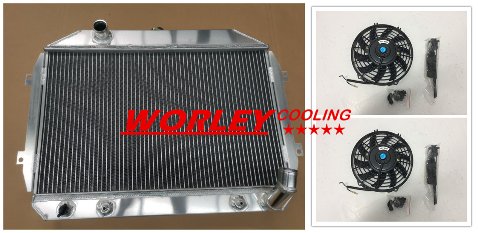 CA-For Nissan Datsun 240Z/260Z L24/L26 AT/MT Aluminum Radiator & 9 ...