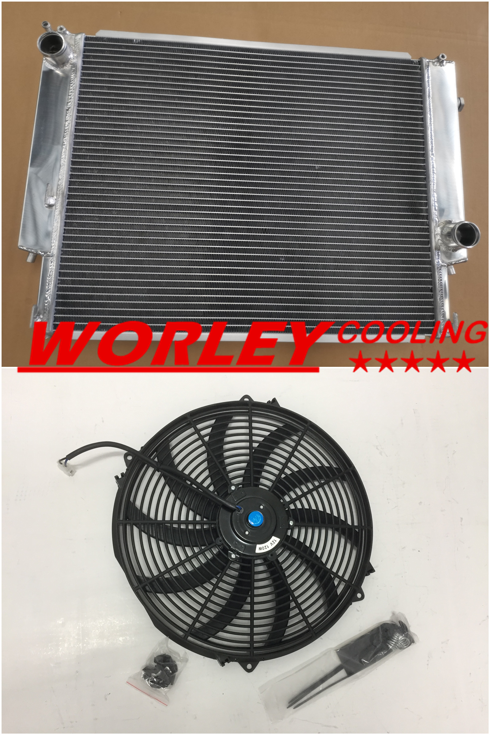 VIC-Aluminum radiator + fan for BMW E36 M3 / Z3 /325TD /320 323 328 ...