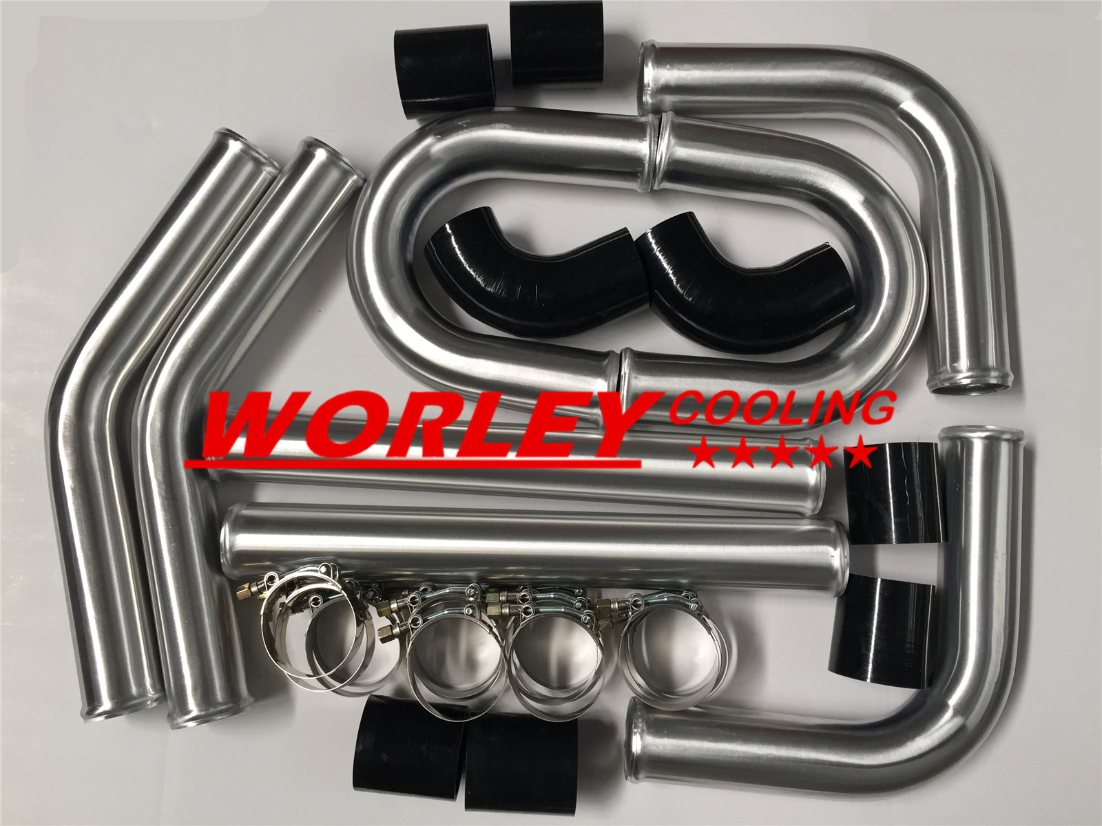 NJ-2" 51mm Aluminum Universal Intercooler Turbo Piping pipe Kit + BLACK ...